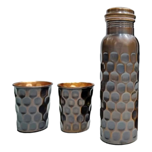 Copper Direct – Pure Copper Black Antique Water Bottle + 2 Tumbler Gift ...